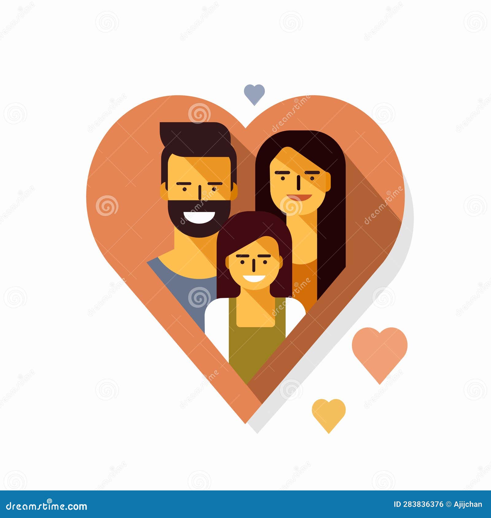 Loving Parents and a Daughter Inside a Heart Symbol Stock Vector ...