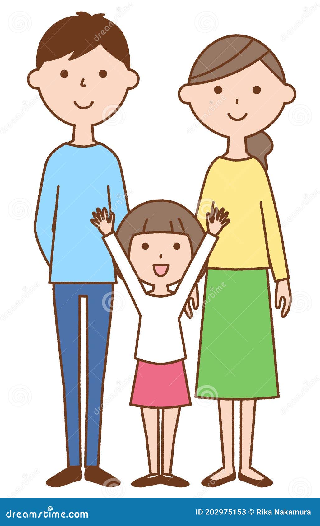 A family of three stock vector. Illustration of daughters - 202975153