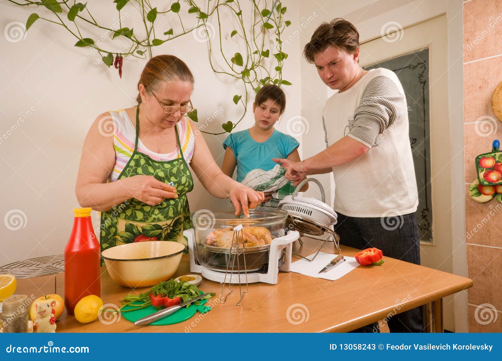 The family makes a supper. stock image. Image of family - 13058243