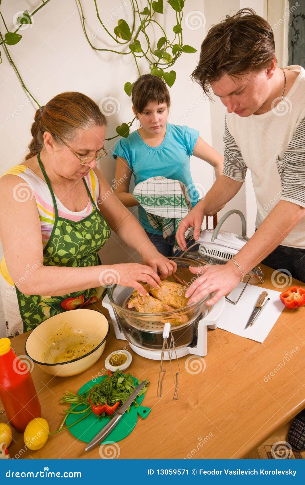 The family makes a supper. stock image. Image of amicable - 13059571