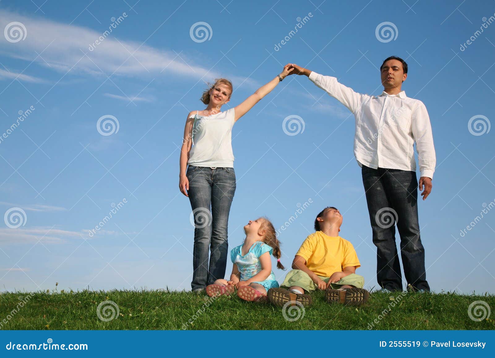 Family making house stock image. Image of joyful, hand - 2555519