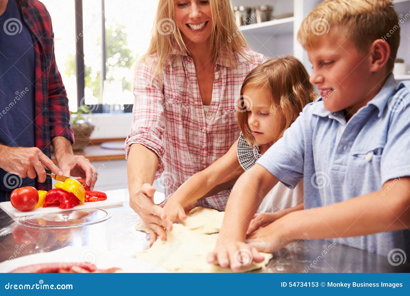 Family Making Pizza Together Stock Image - Image of cheerful, enjoyment ...