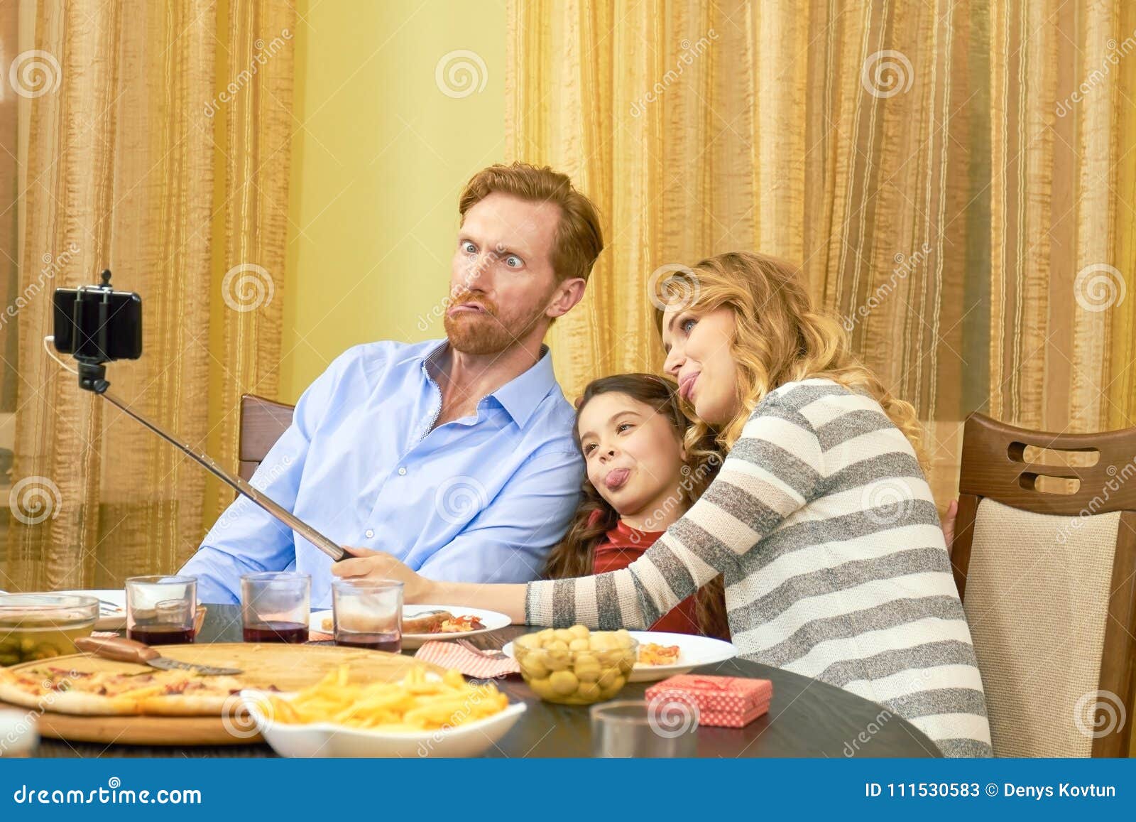Family Making Silly Faces, Selfie. Stock Image - Image of funny, modern ...