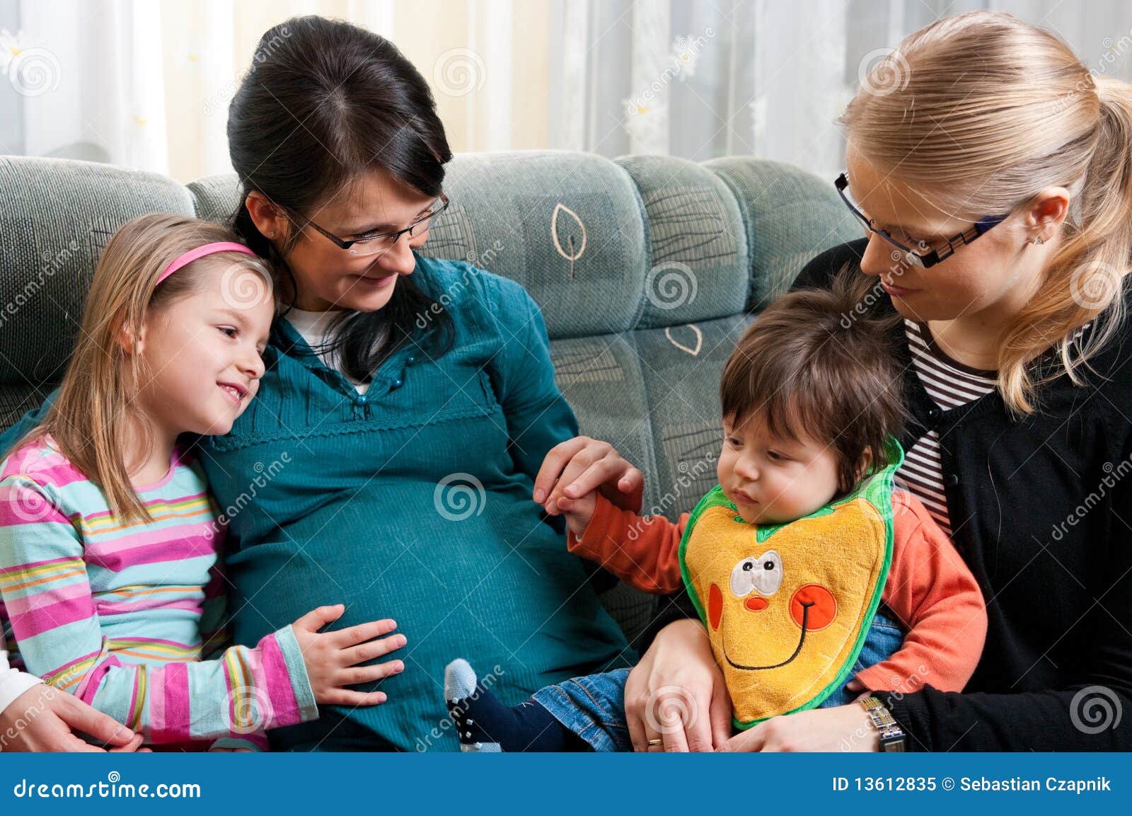 Family meeting stock image. Image of smiles, brunette - 13612835
