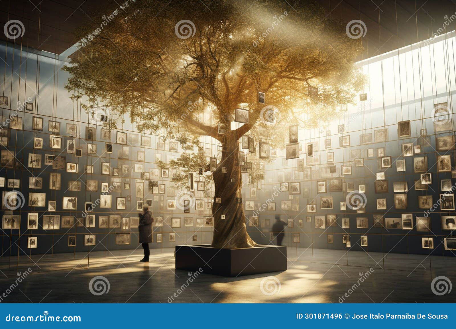 Family Memorial Tree with Hanging Frames a Stock Illustration ...