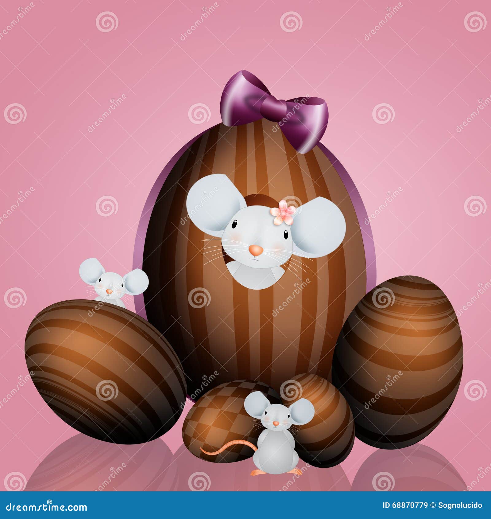 Family of Mice with Easter Egg Stock Illustration - Illustration of ...