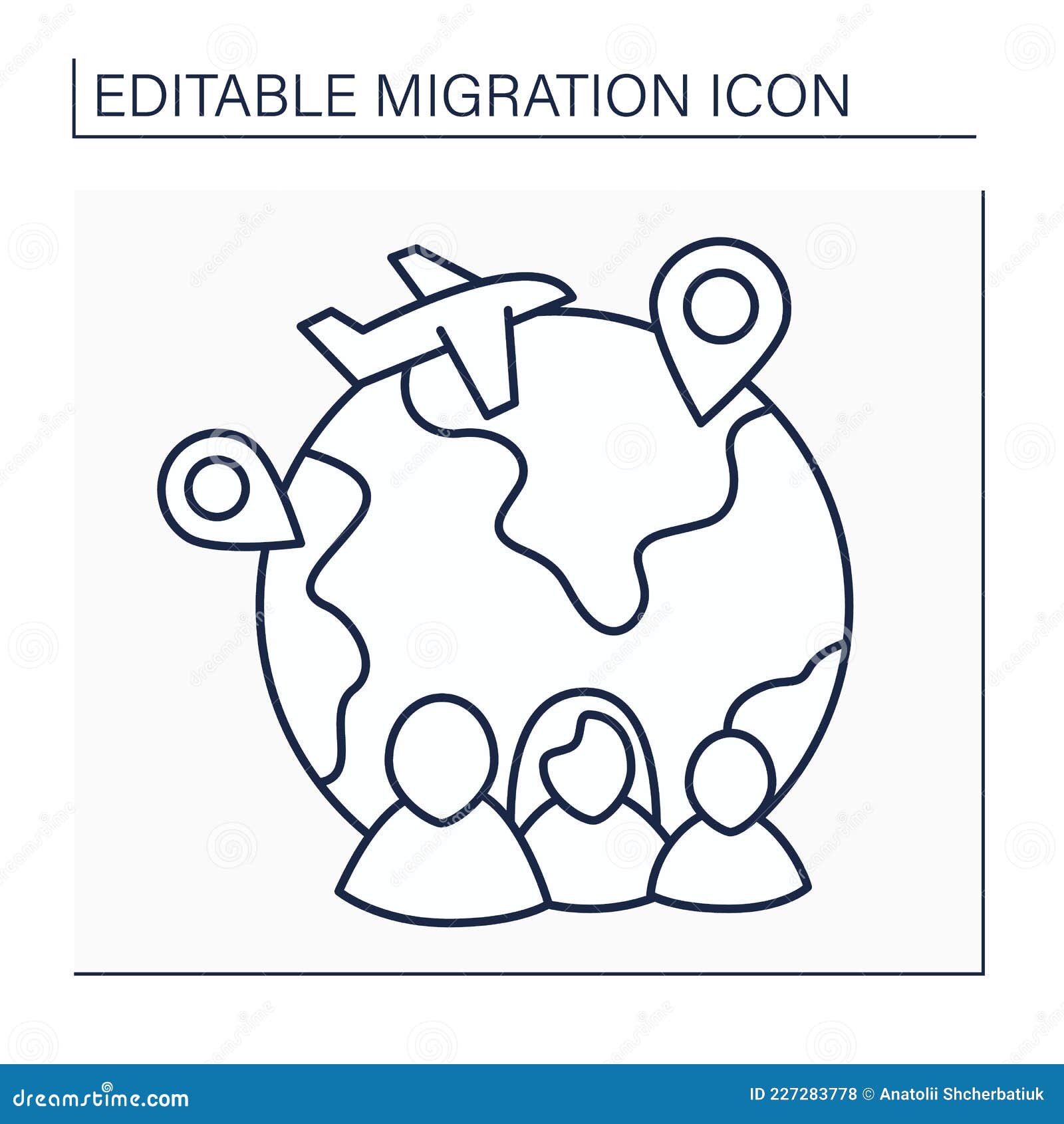Family migration line icon stock vector. Illustration of social - 227283778