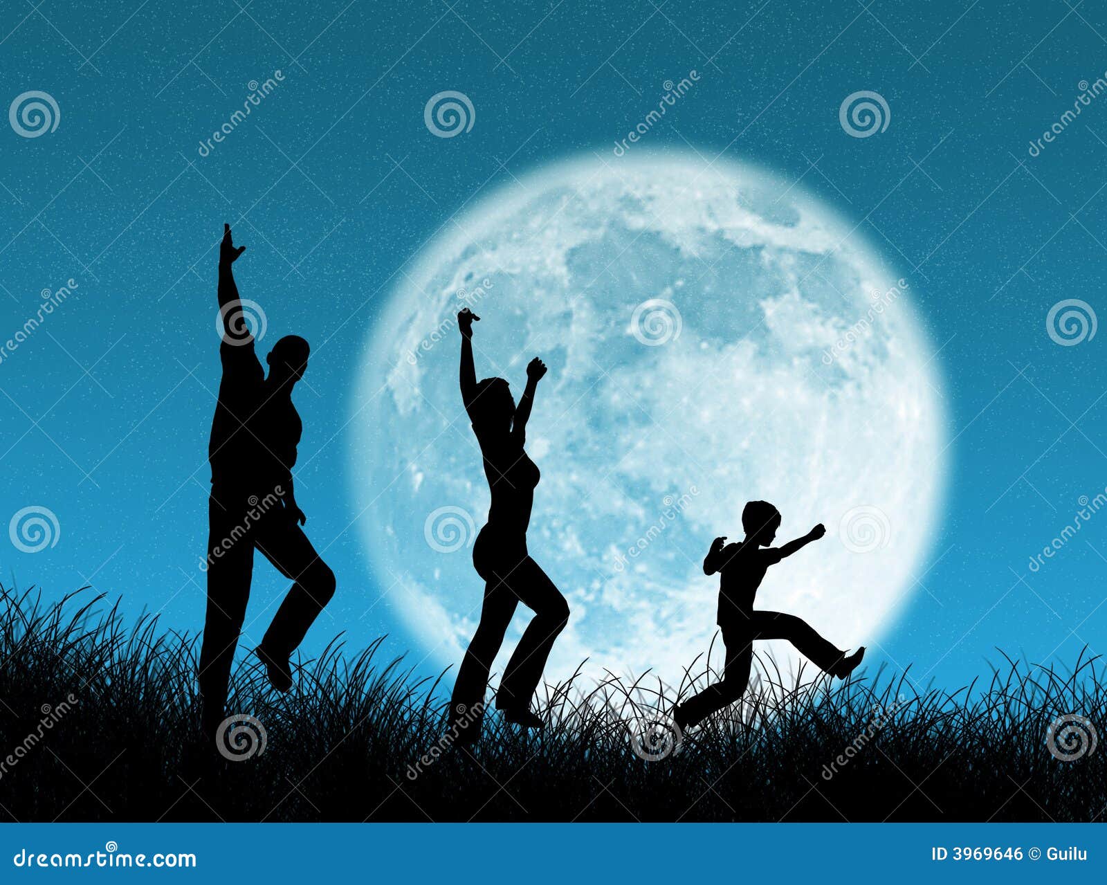 Family in the moon stock illustration. Illustration of family - 3969646