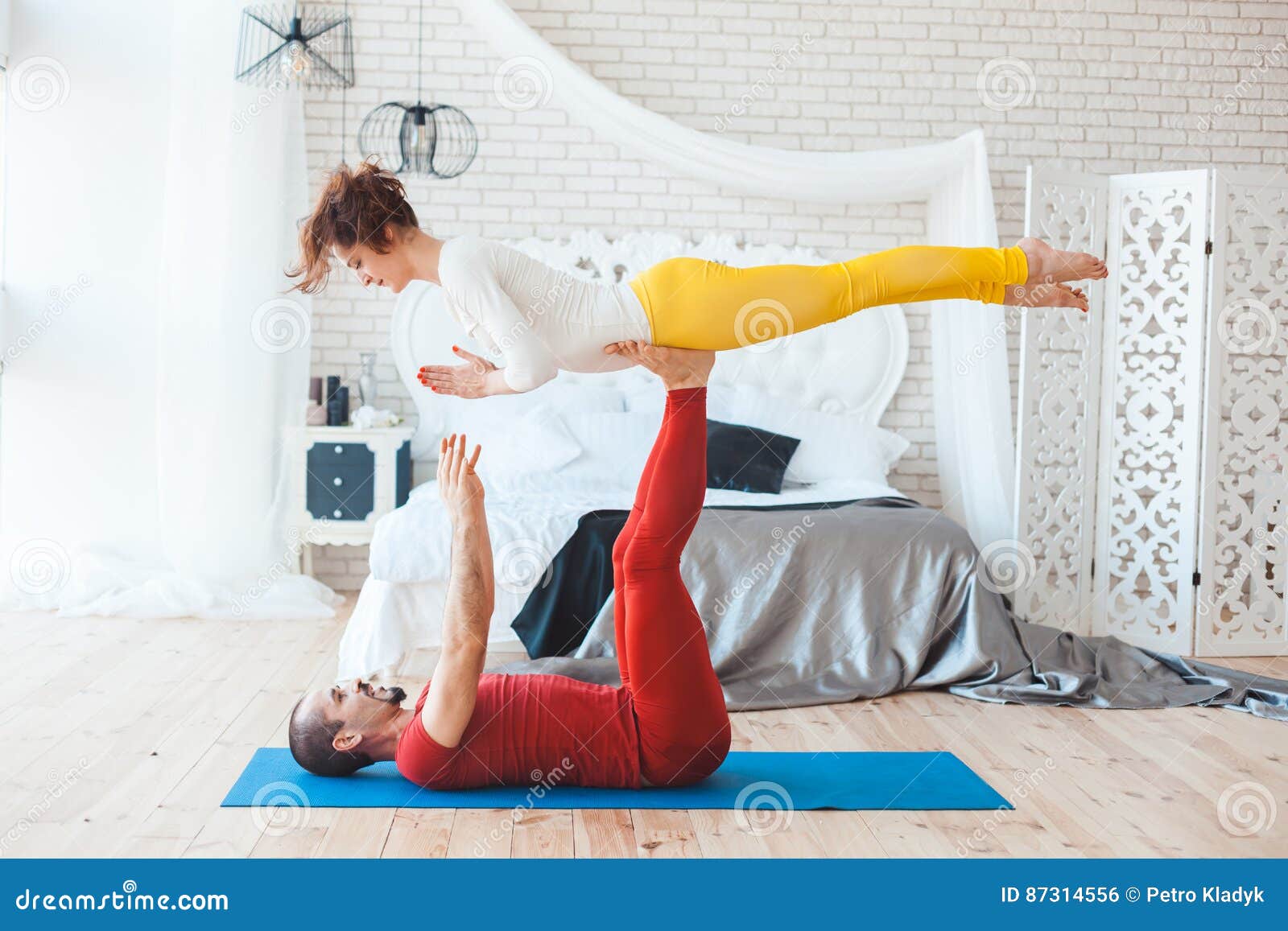 Family Morning Exercise at Home. Stock Photo - Image of exercise ...