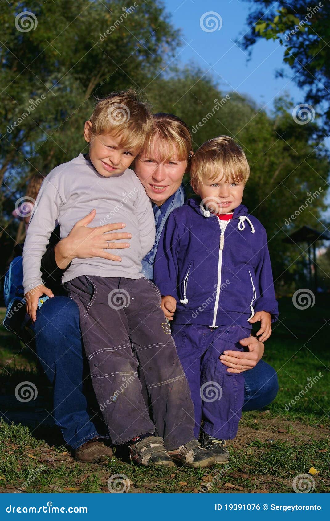 Family of Mother and Two Sons Stock Photo - Image of child, nature ...