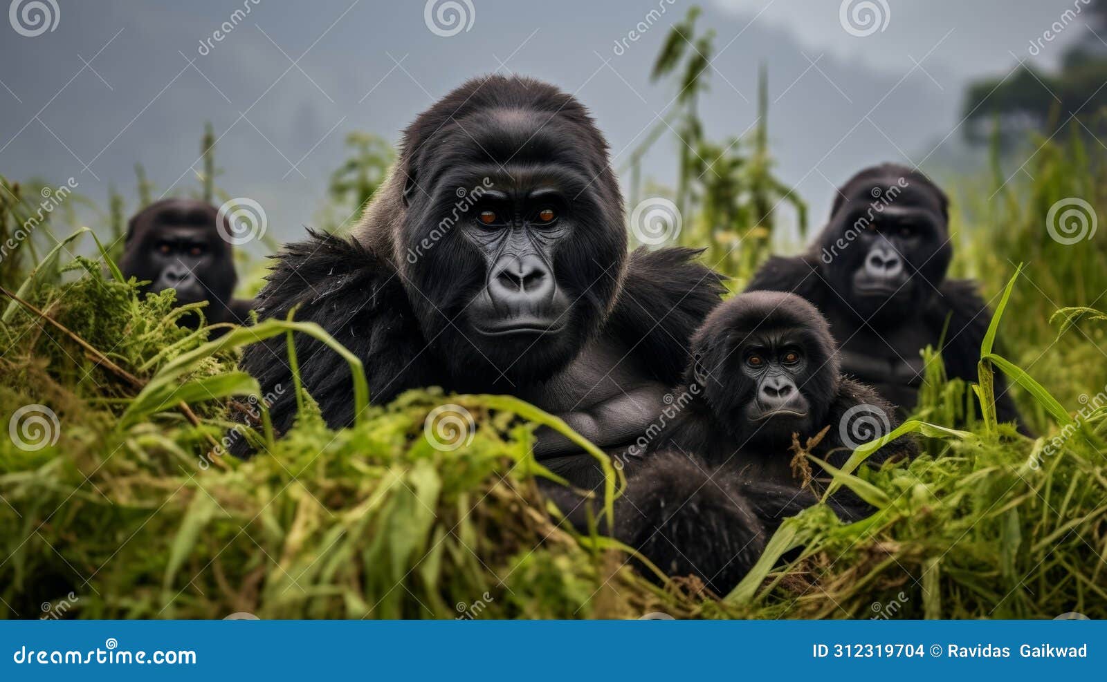 Family Of Gorillas In The Forest Stock Photography | CartoonDealer.com ...