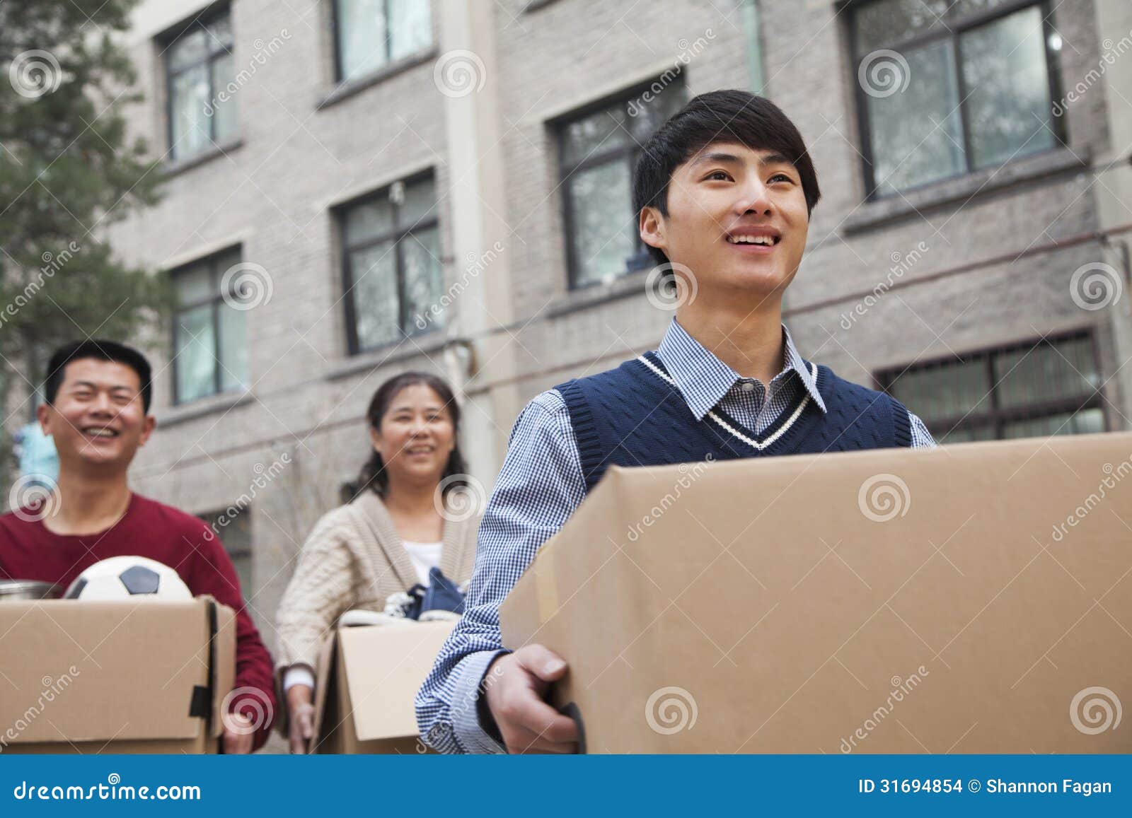 Family Moving Boxes into a Dormitory at College Stock Photo - Image of ...