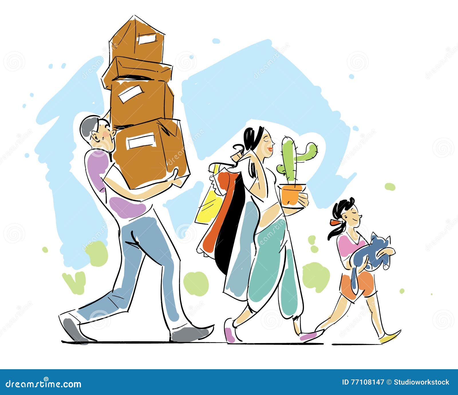 Family Moving Home Concept Illustration Stock Vector - Illustration of ... Family Moving Home Concept Illustration Stock Vector - Illustration of ...