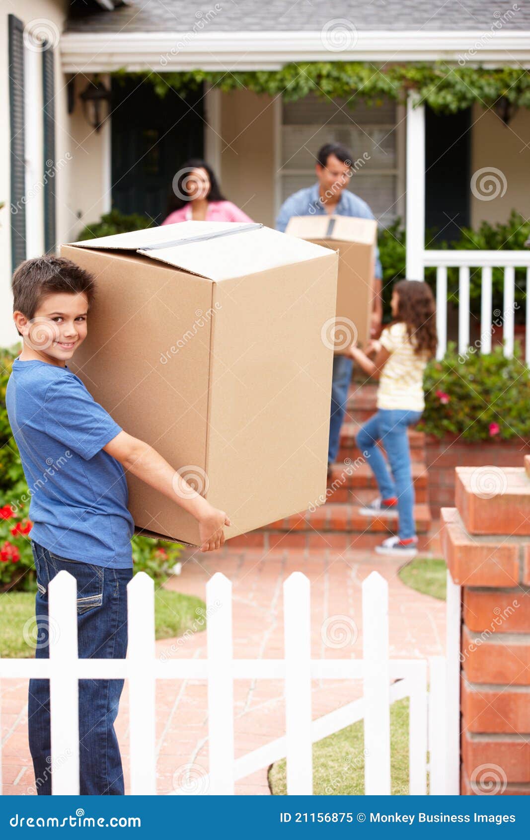 Family Moving into Rented House Stock Image - Image of foreground, home ...