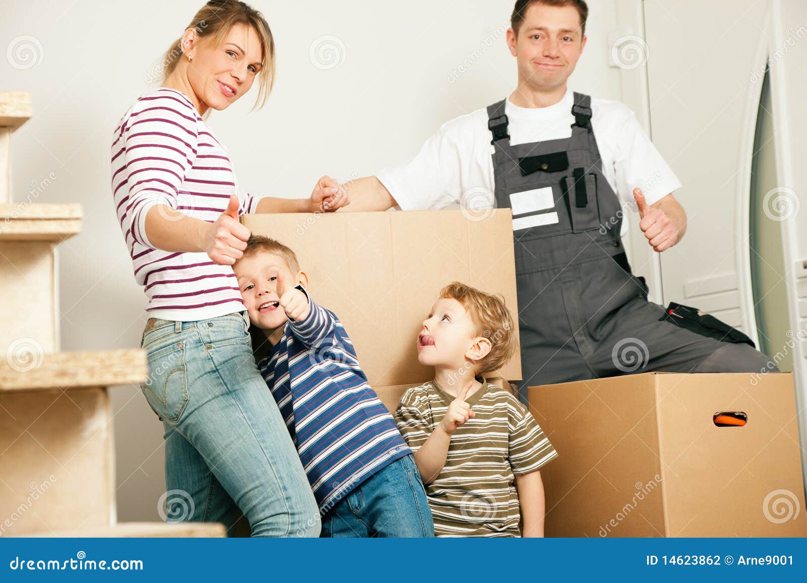 Family Moving in Their New House Stock Photo - Image of case, offspring ...
