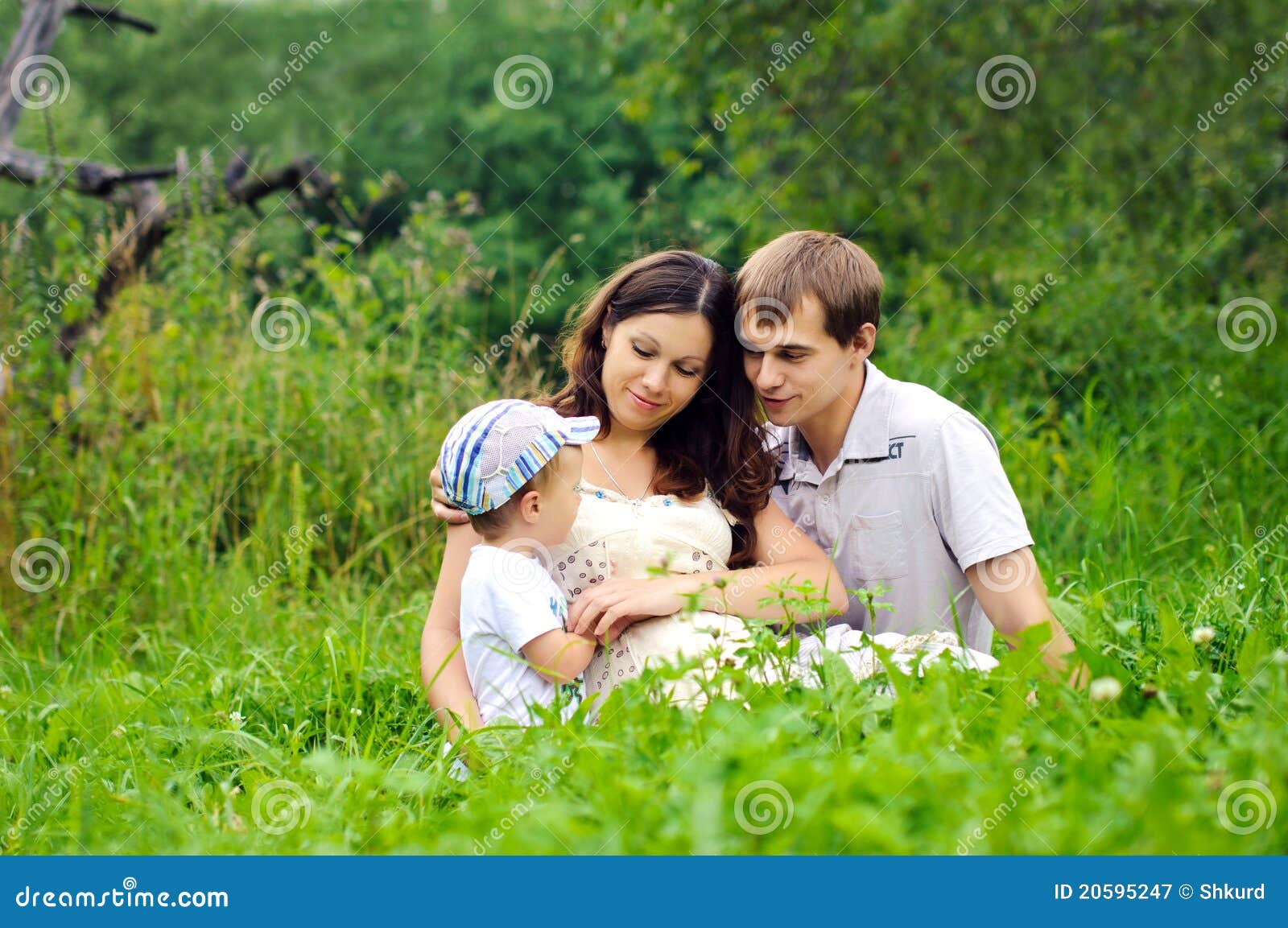 Family on the nature stock image. Image of pregnant, affectionate ...