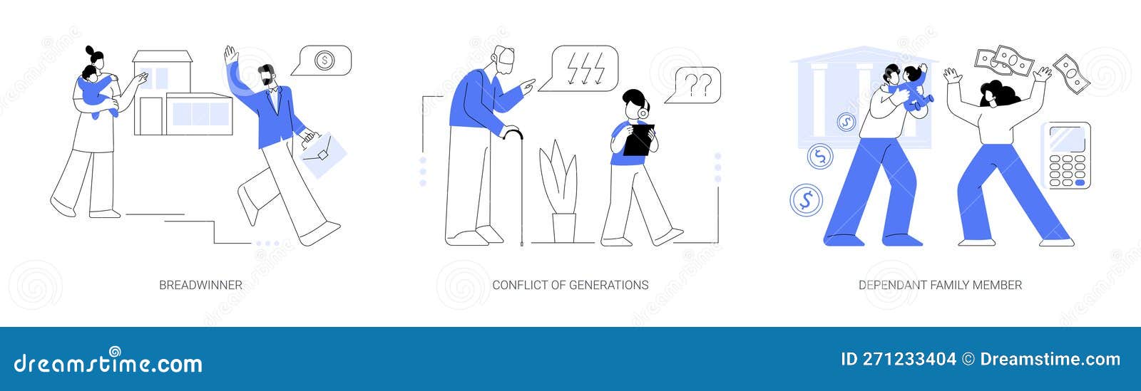 Family Needs and Communication Abstract Concept Vector Illustrations ...