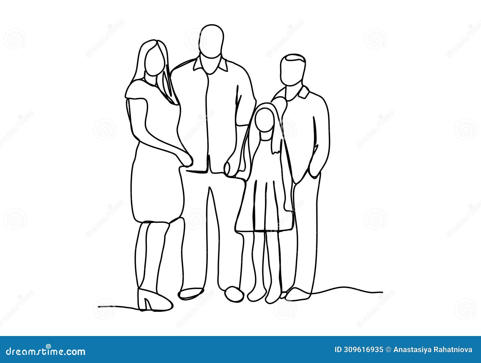 Family, One Line Drawing Vector Illustration Stock Illustration ...