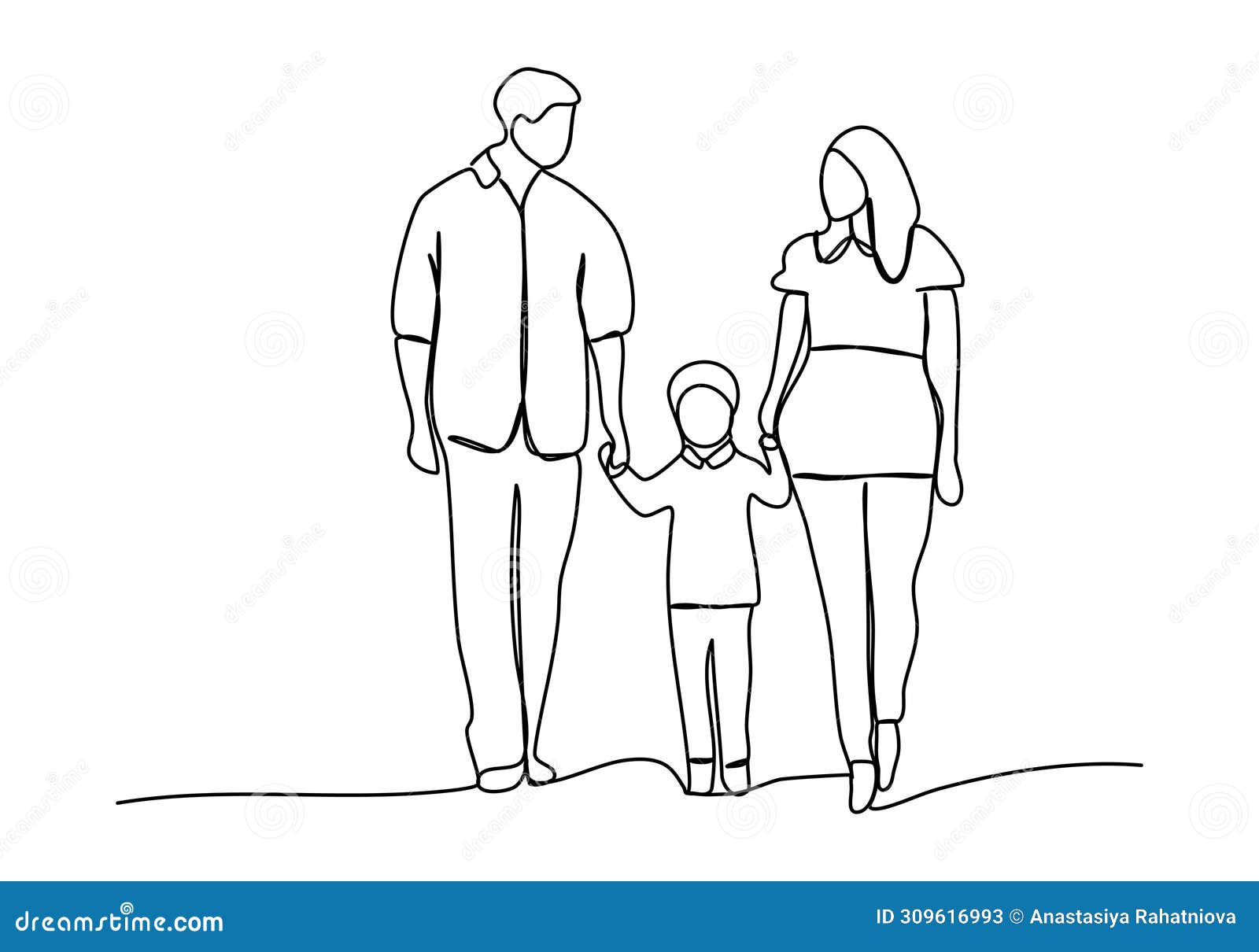Family, One Line Drawing Vector Illustration Stock Illustration ...