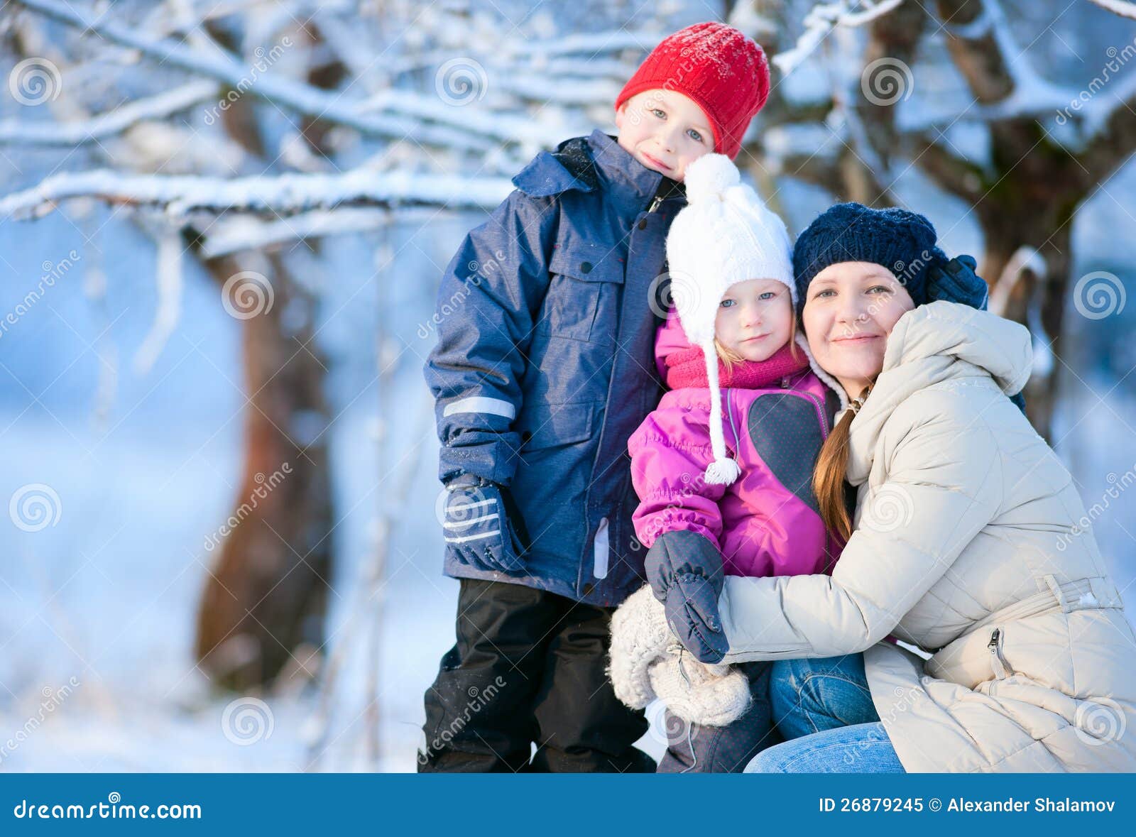 Family Outdoors on a Winter Day Stock Image - Image of joyful, portrait ...