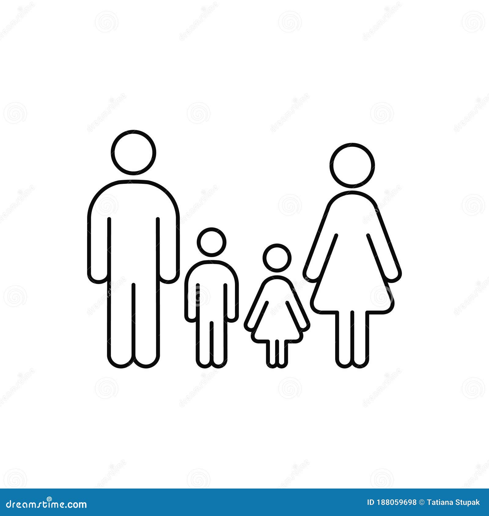 Family Outline Icon. Vector Isolated Family Silhouette Line ...