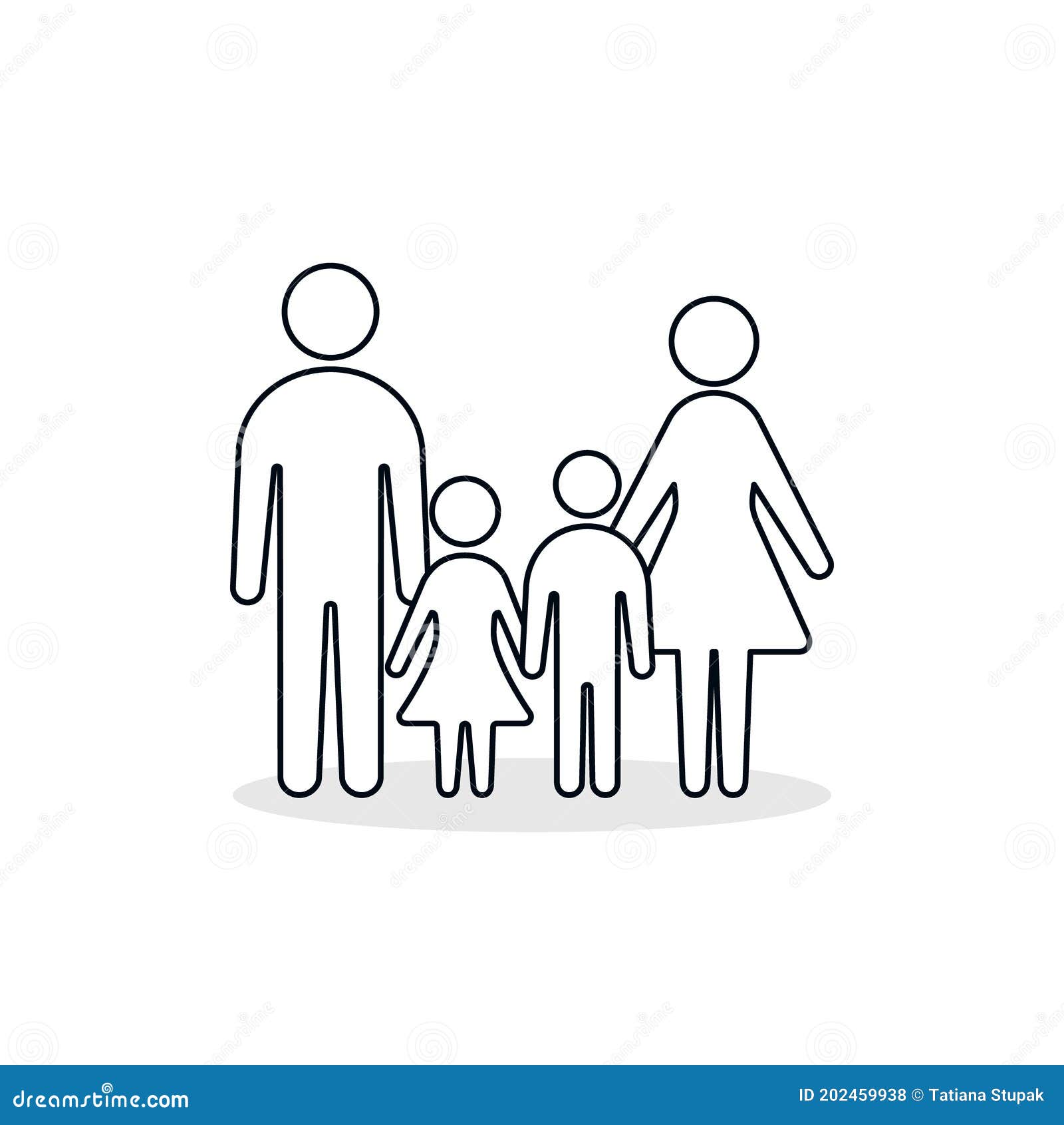 Family Outline Icon, Vector Isolated Simple Family Flat Design ...
