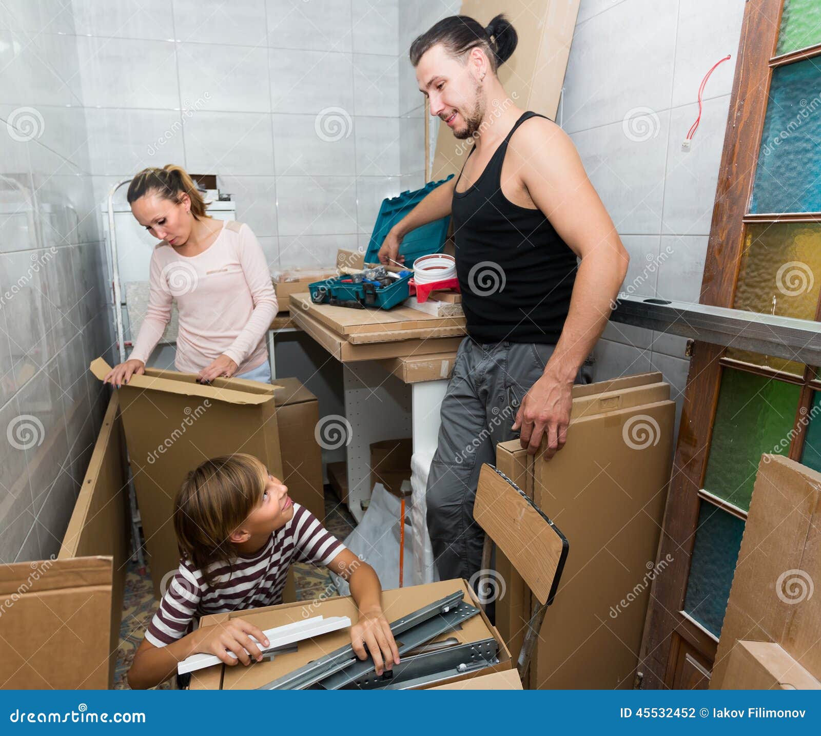 Family packing things stock photo. Image of domestic - 45532452
