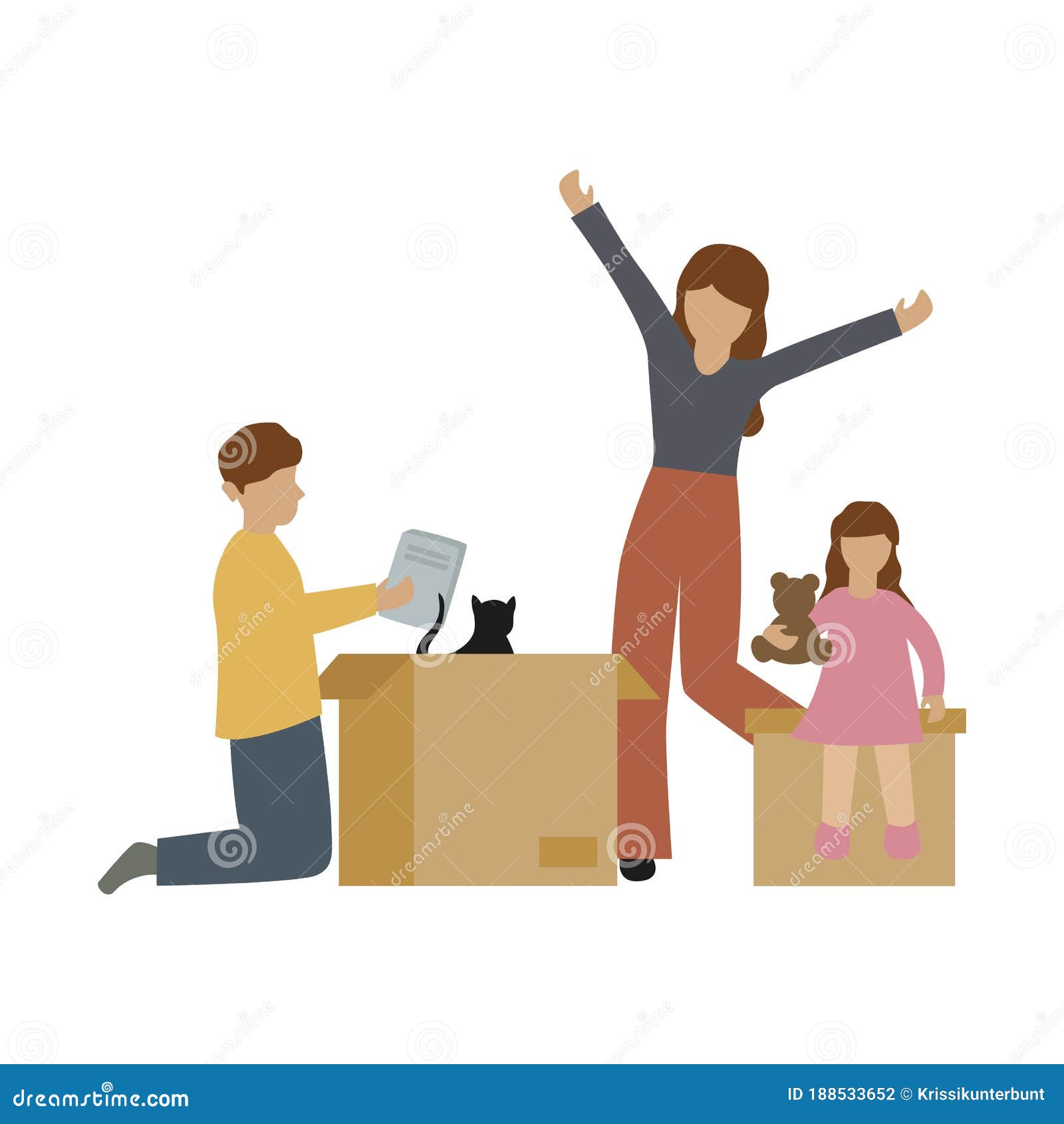 Family Packs Boxes when Moving Stock Vector - Illustration of pack ...