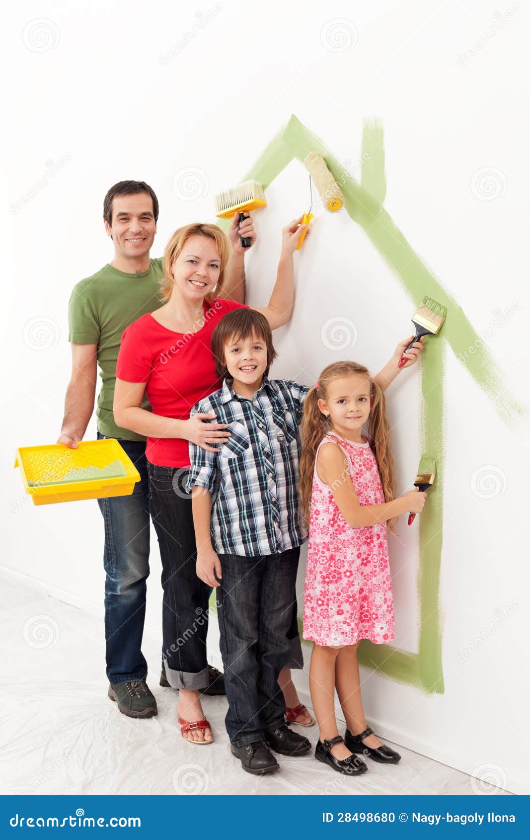 Family painting together stock photo. Image of love, color - 28498680