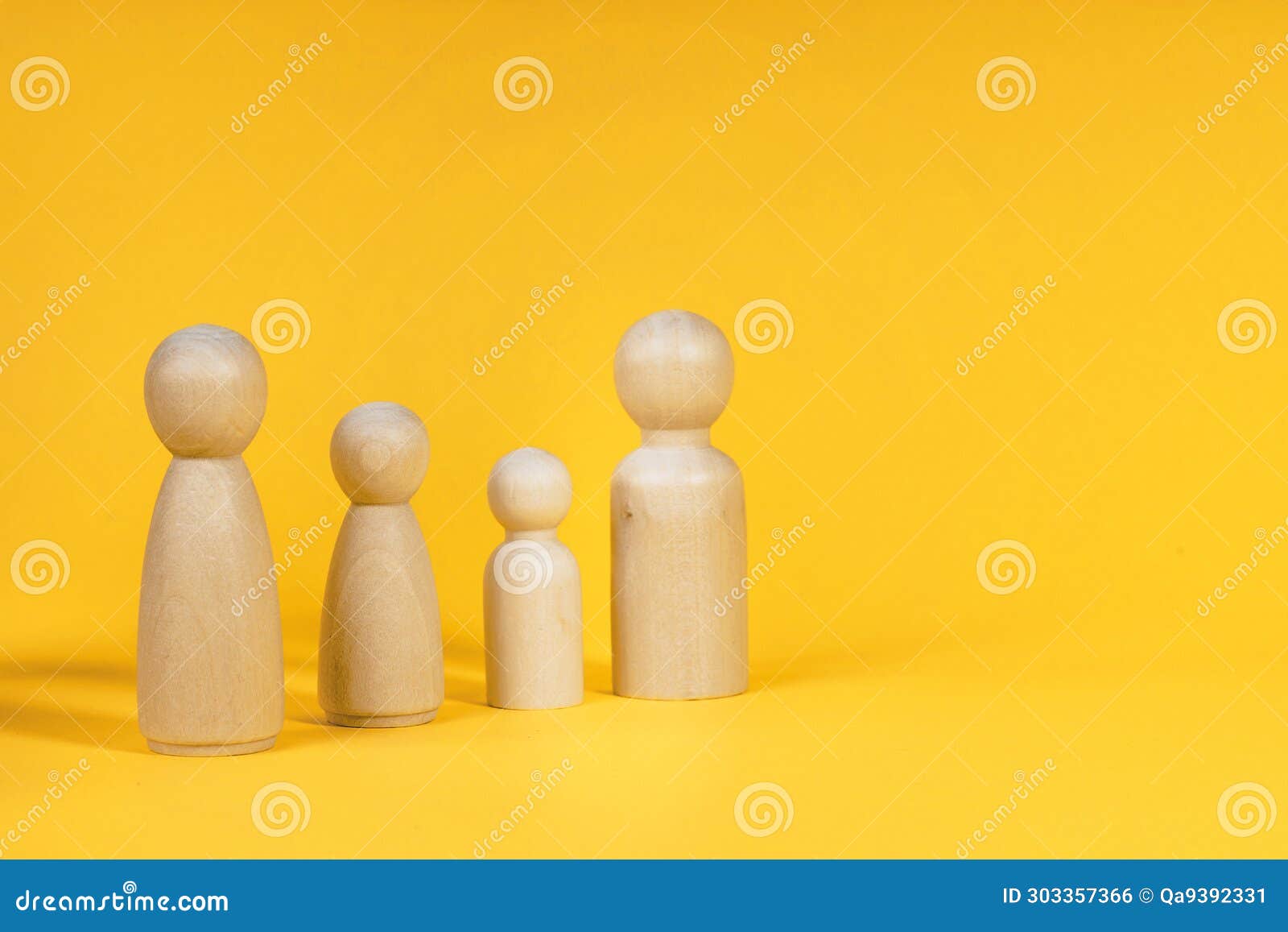 Family People Figures on Yellow Background. Concept of Family, Values ...