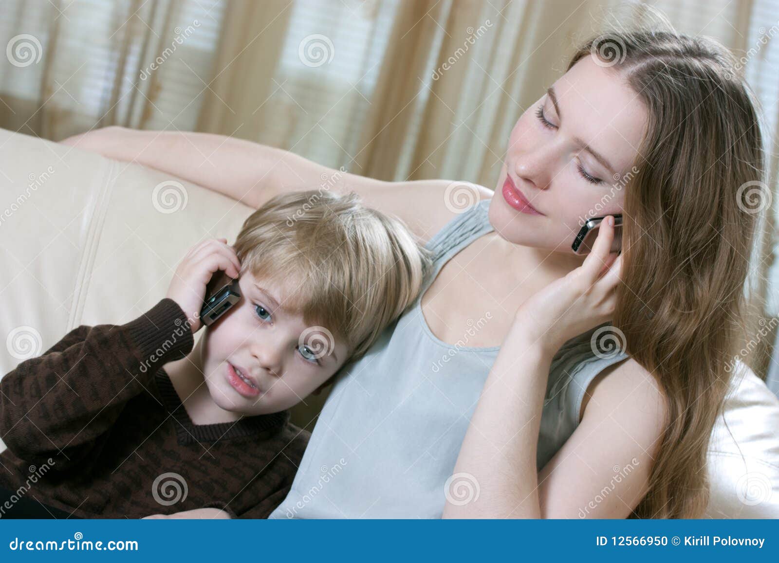 Family phone talking stock photo. Image of mobile, home - 12566950