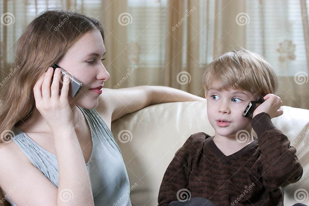 Family phone talking stock image. Image of leisure, love - 12586455
