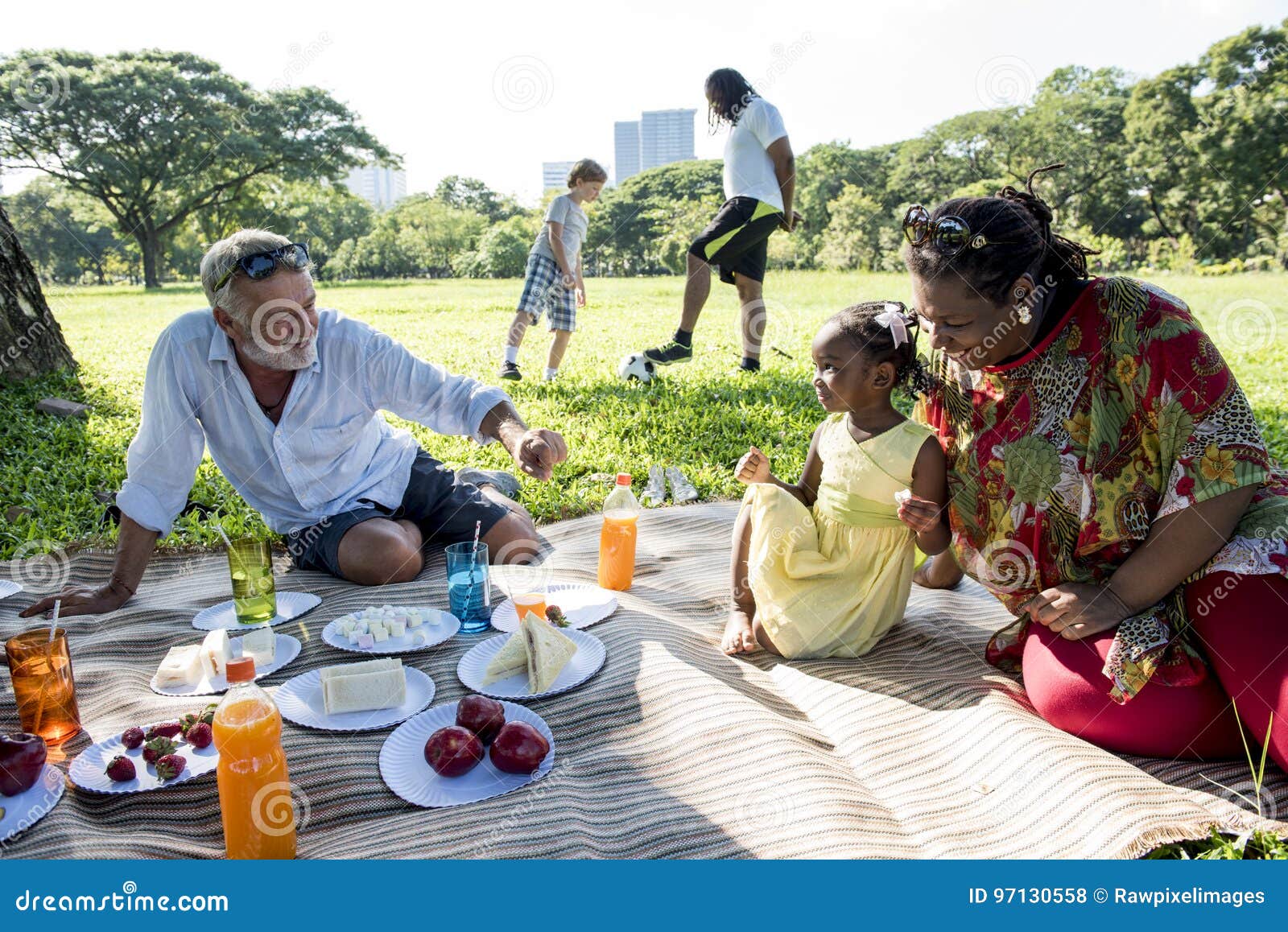 Family Picnic Outdoors Togetherness Relaxation Concept Stock Photo ...