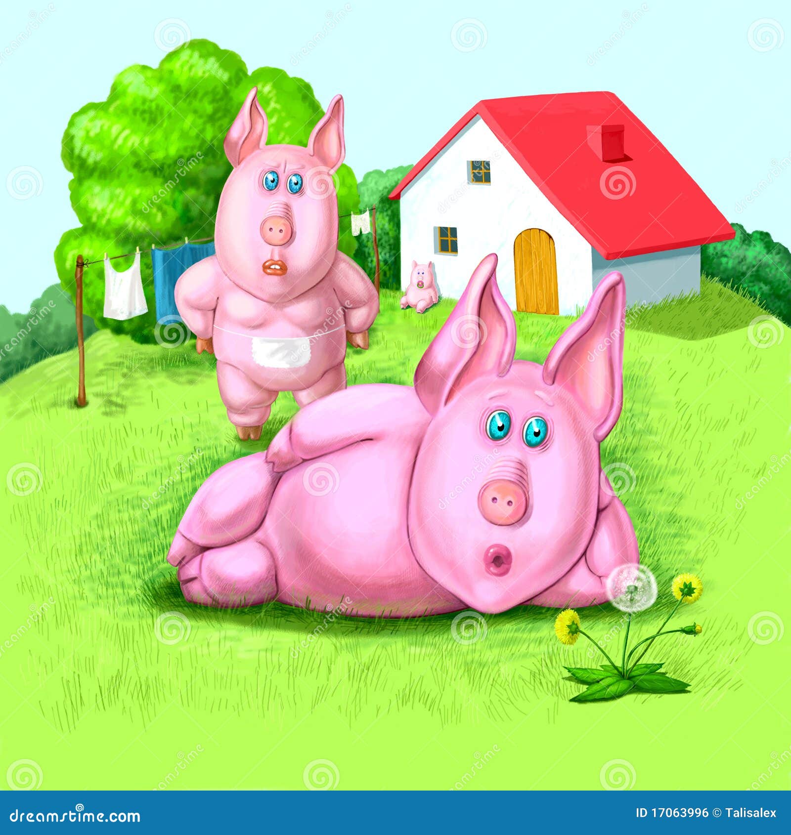 Pigs Family In A Park Illustration | CartoonDealer.com #31285014