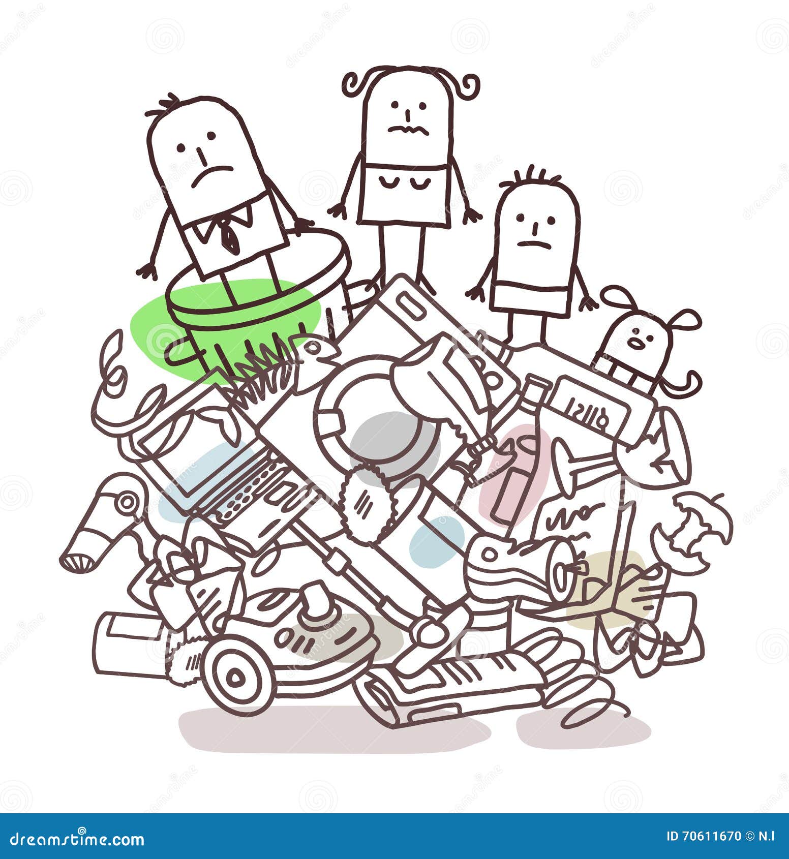Family on a Pile of Garbage Stock Vector - Illustration of unorganized ...