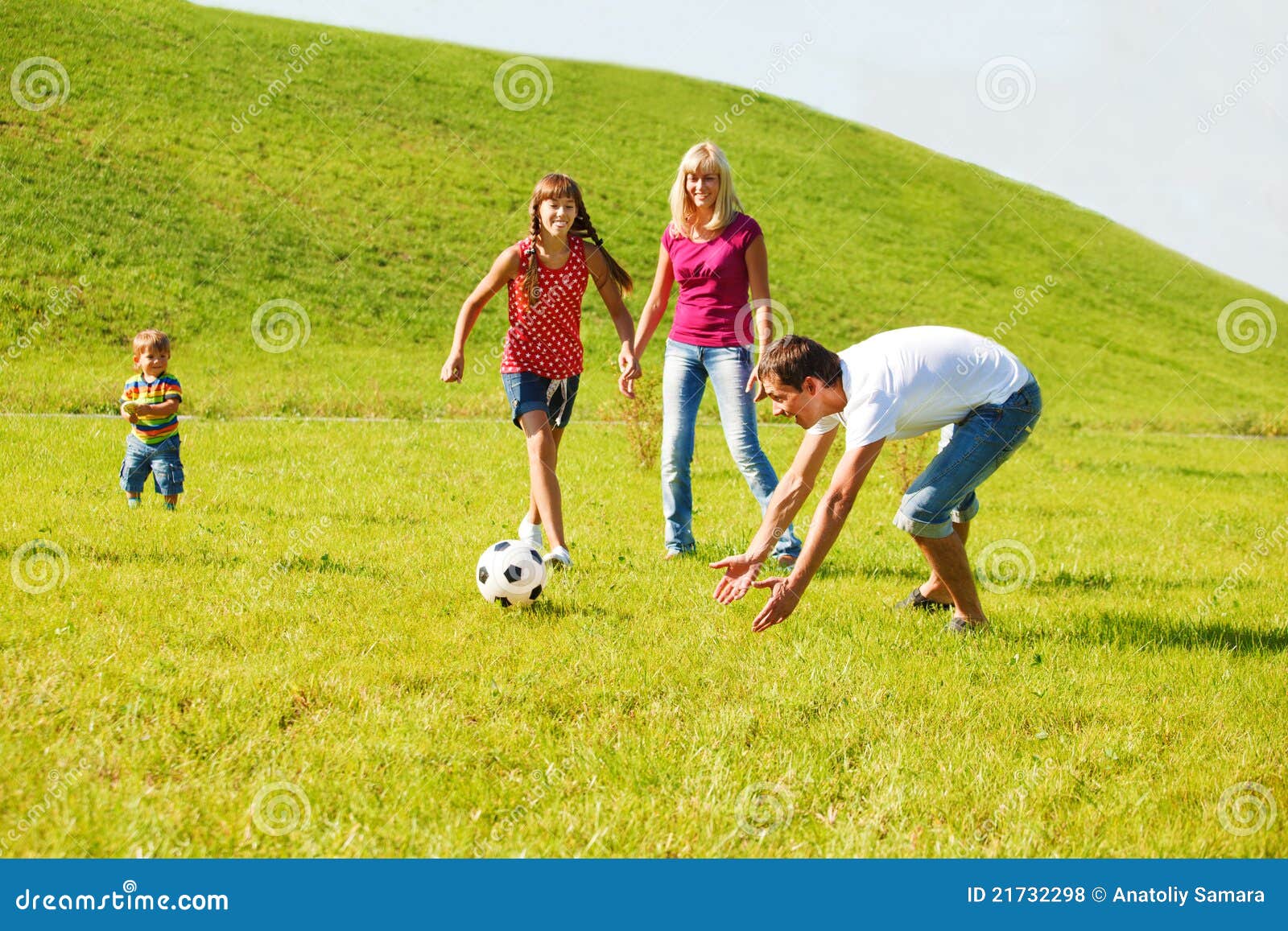 Family Playing with the Ball Stock Photo - Image of child, healthy ...
