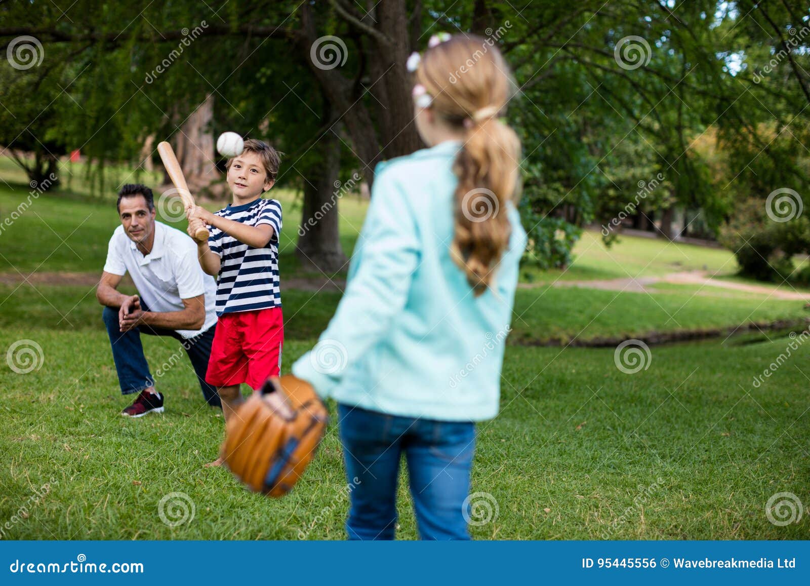 Family Playing Baseball in the Park Stock Photo - Image of glove, life ...