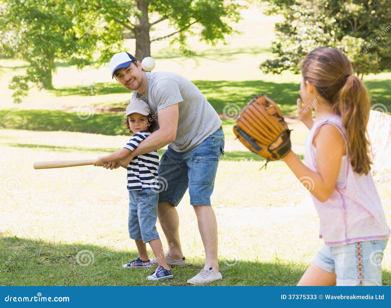 Family Playing Baseball