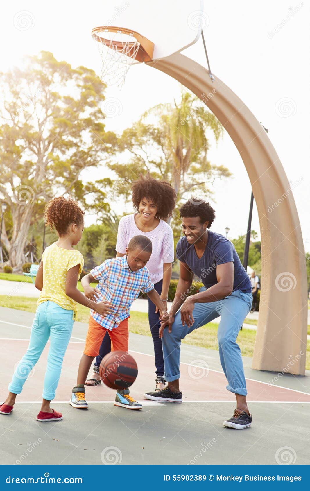 Family Playing Basketball Together Stock Image - Image of parent, group ...