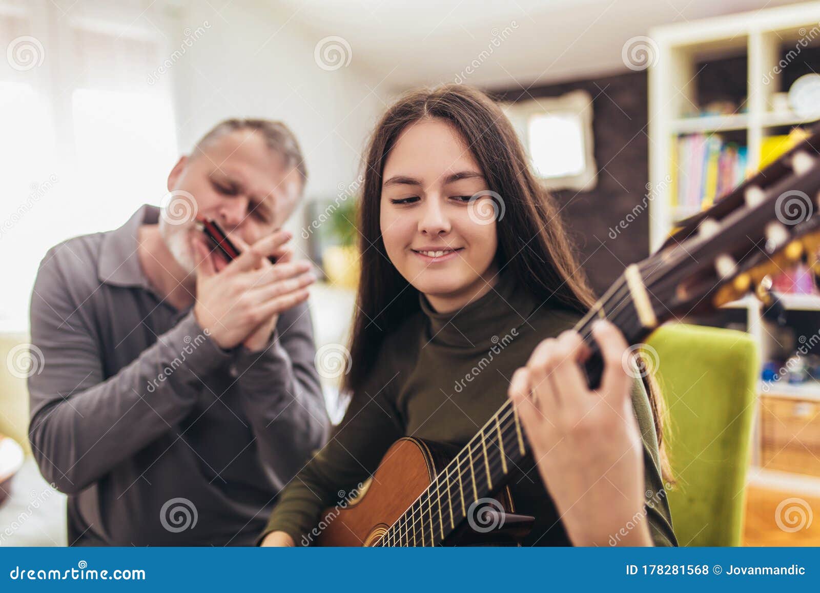 Family Playing Musical Instruments at Home Stock Photo - Image of home ...