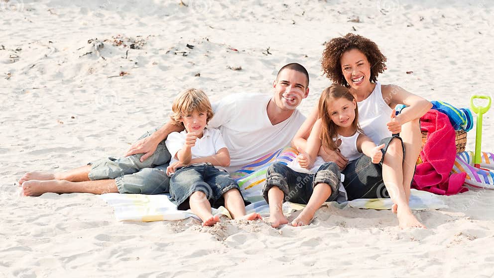 Family Playing with the Sand Stock Image - Image of adult, sunset: 9508399