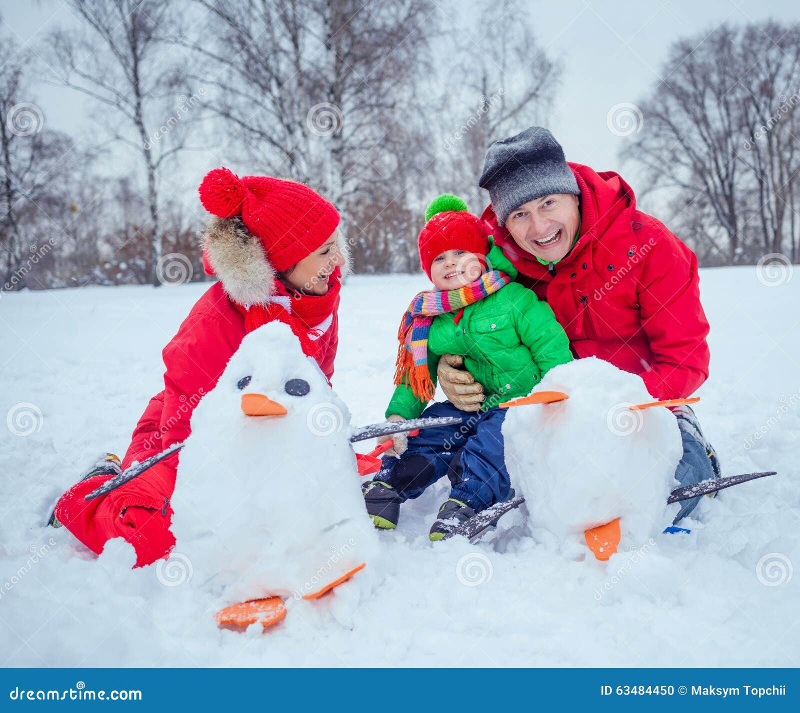 Family playing snow stock photo. Image of forest, male - 63484450