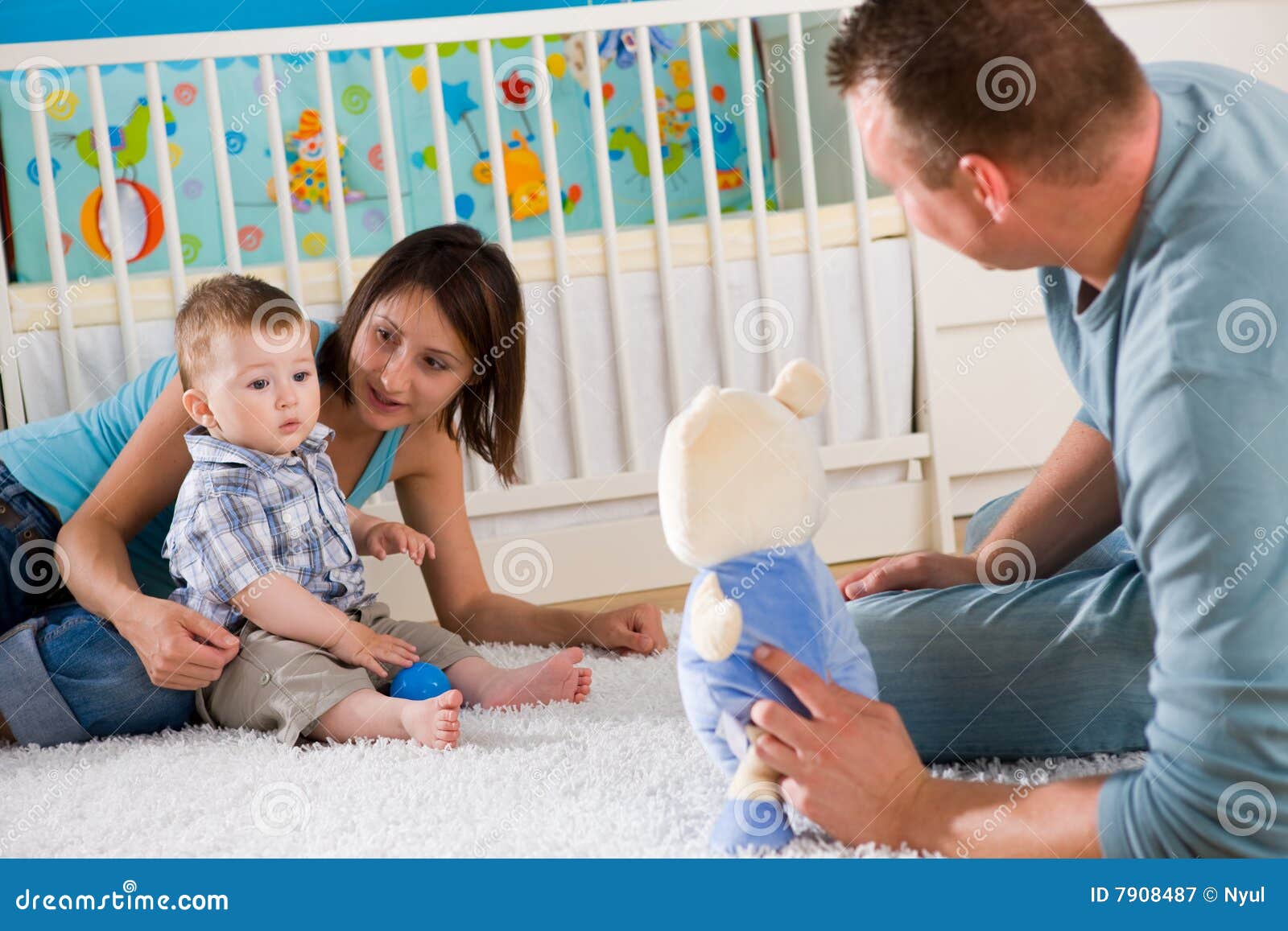 Family playing together stock image. Image of babies, bald - 7908487