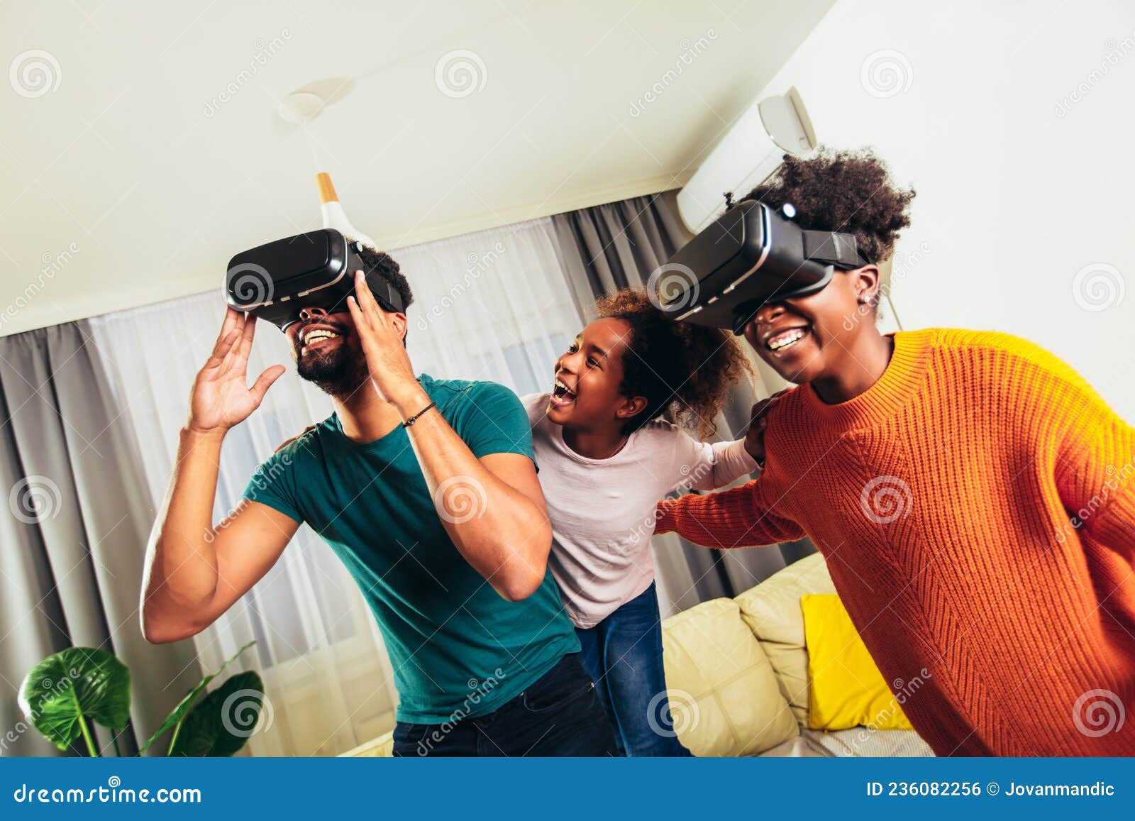 Family Playing Video Games with VR Glasses Stock Photo - Image of fresh ...