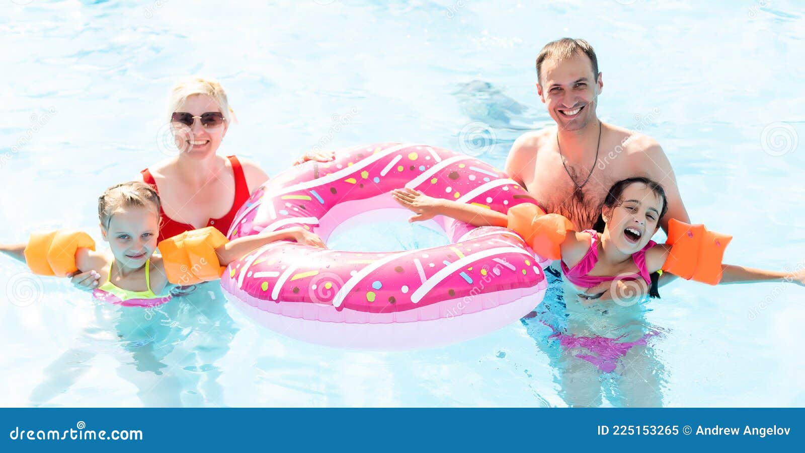 Family at the Pool on Summer Vacation. Stock Image - Image of ...