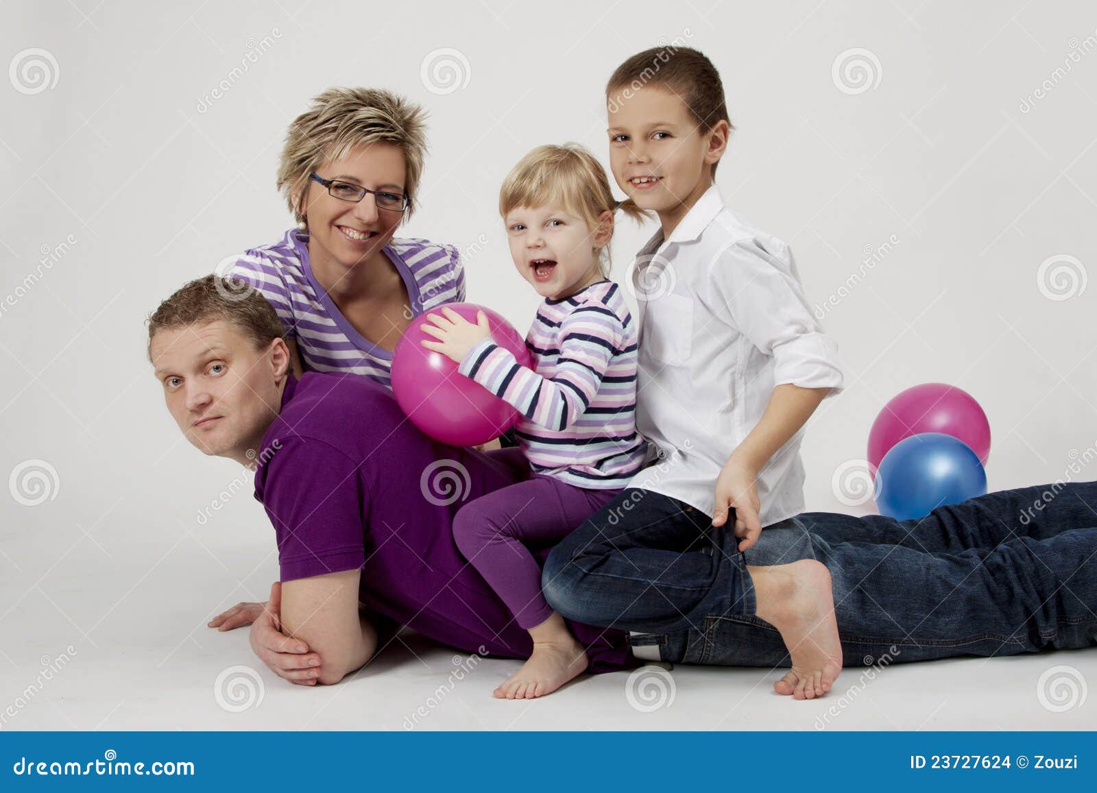 Family Portrait with Balloons Stock Photo - Image of motherhood, father ...