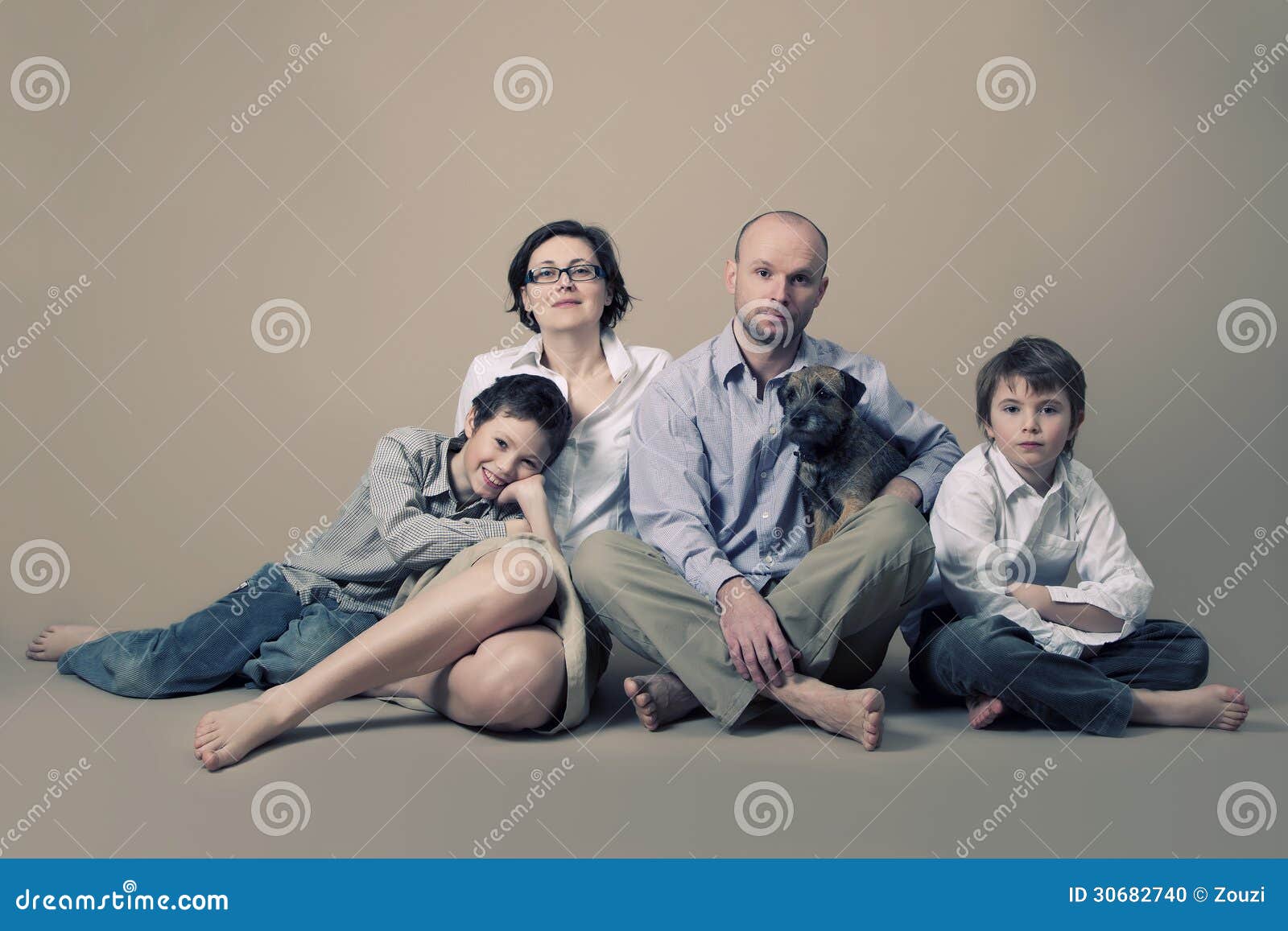 Family portrait with dog stock photo. Image of beautiful - 30682740