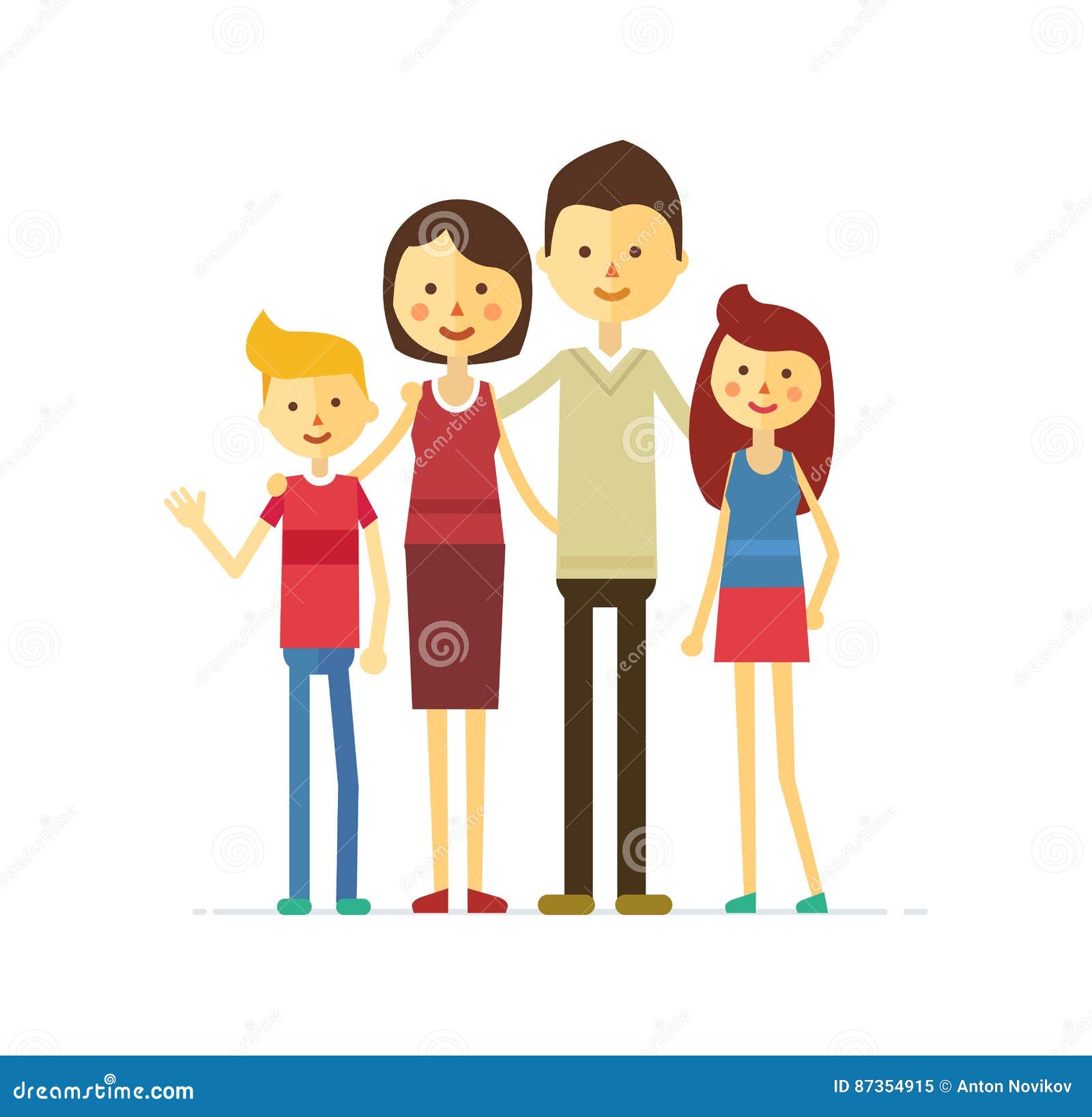 Family Portrait at the Simple Style Stock Vector - Illustration of ...