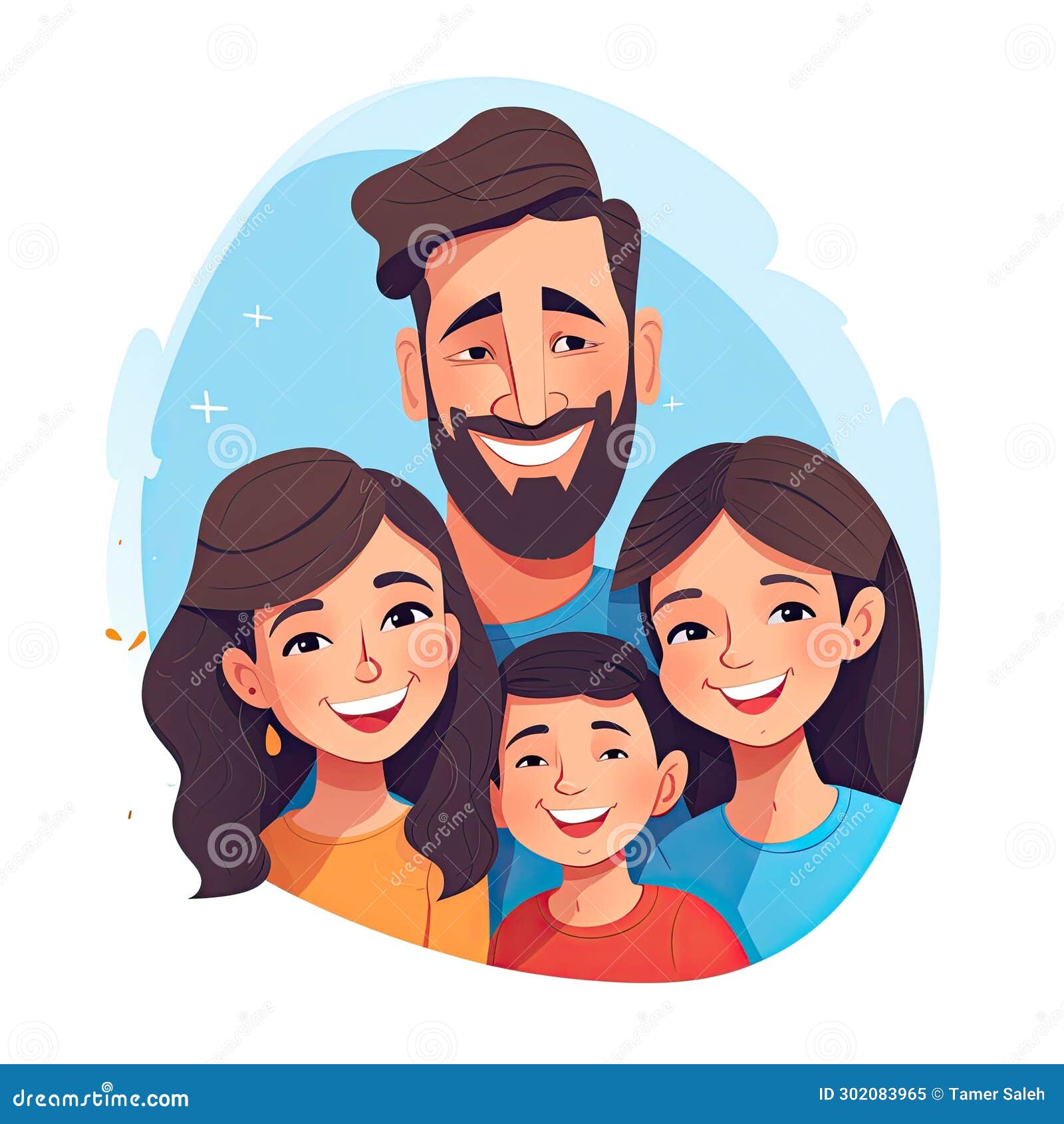 Family Portrait Vector Illustration. Stock Illustration - Illustration ...