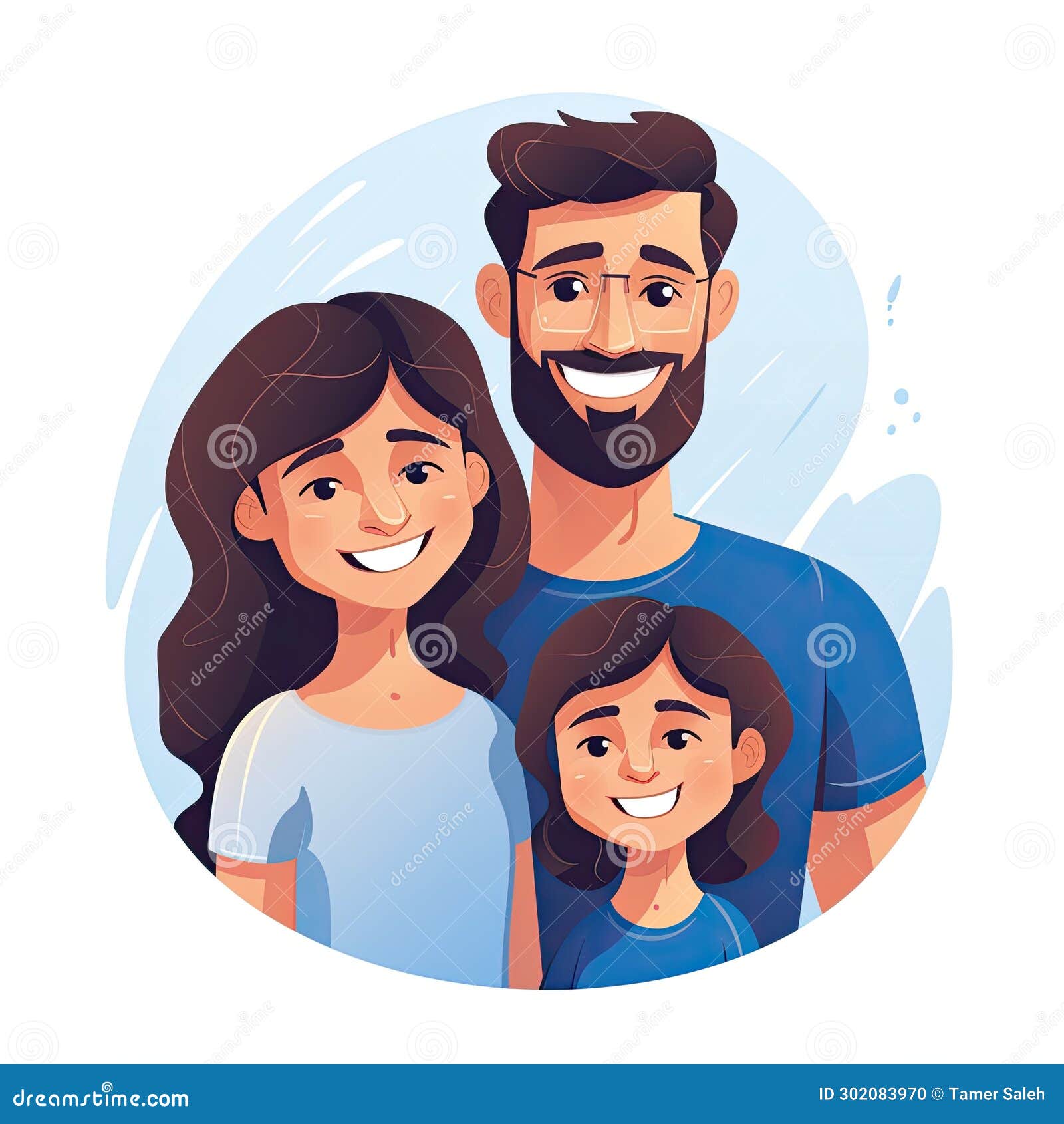 Family Portrait Vector Illustration. Stock Illustration - Illustration ...